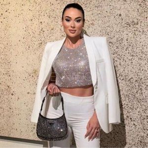 Zara | Tops | Zara Open Back Rhinestone Top | Poshmark